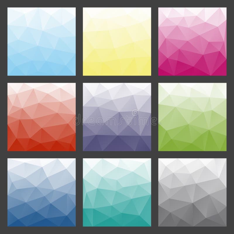 Set of Polygonal Triangle Backgrounds. Colorful Gradient Template ...