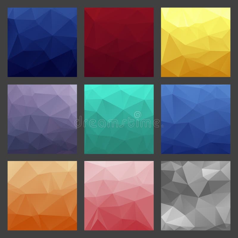 Set of Polygonal Triangle Backgrounds. Colorful Gradient Template ...