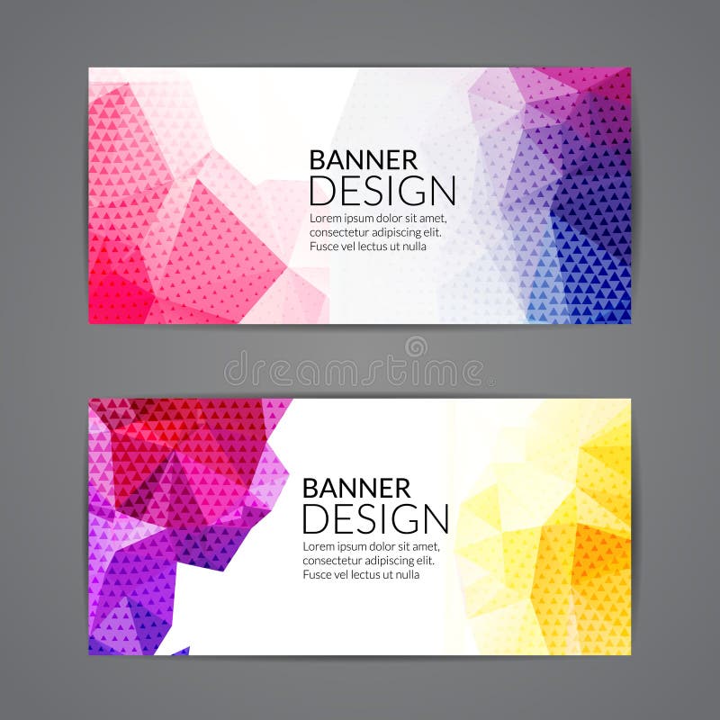 Set of Polygonal Triangular Colorful Background Banners Poster Booklet ...