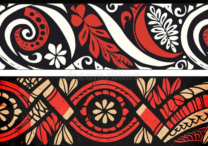 Set of Polynesian Traditional National Pattern Stock Photo - Image of ...