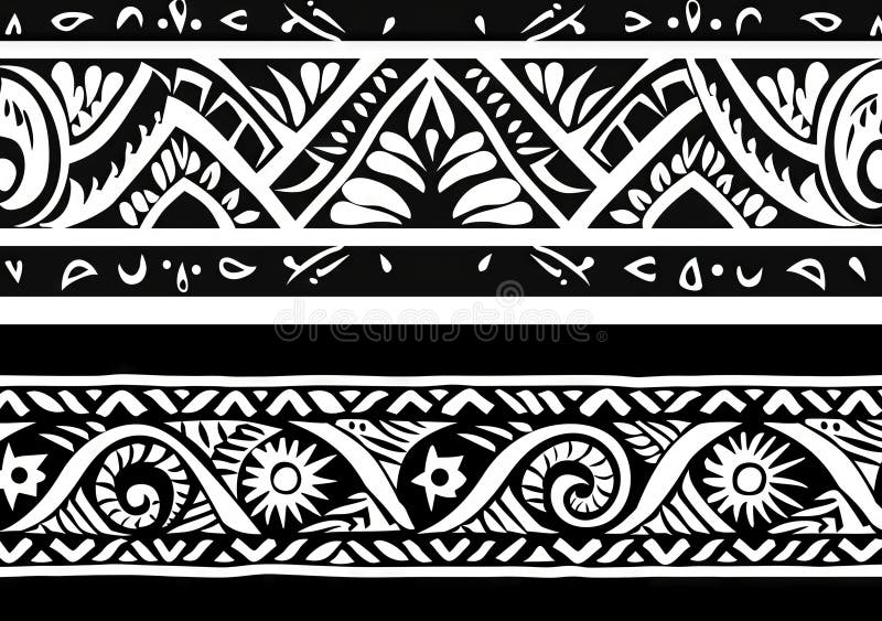 Set of Polynesian Traditional National Pattern Stock Image - Image of ...