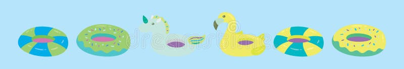 Set of Pool Inflatables Cartoon Icon Design Template with Various ...