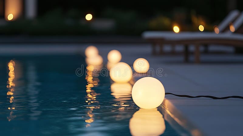 Set of Pool Lights Floating, String, Waterproof Stock Photo - Image of ...