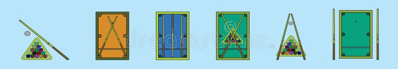 Set of Pool Stick Cartoon Icon Design Template with Various Models ...