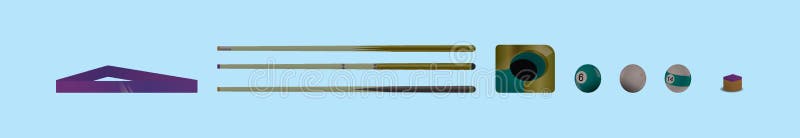 Set of Pool Stick Cartoon Icon Design Template with Various Models ...