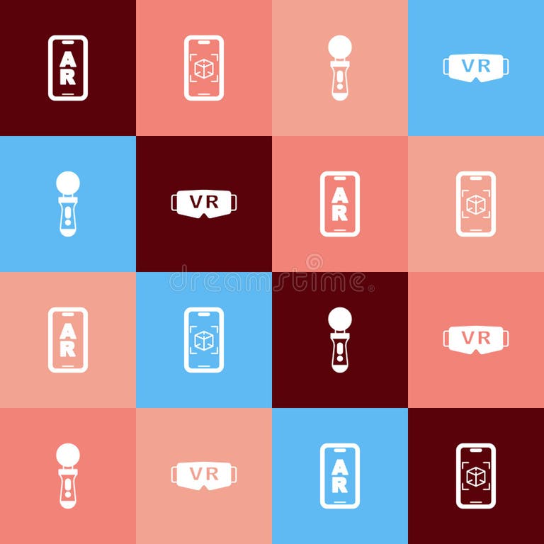 Set Pop Art Aumentada Real Ar 3d Modelagem Vr Controller Game E ícone De óculos Virtuais. Vetor ...