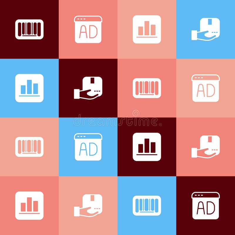 Set Pop Art Barcode, Advertising, Pie Chart Infographic and Delivery ...