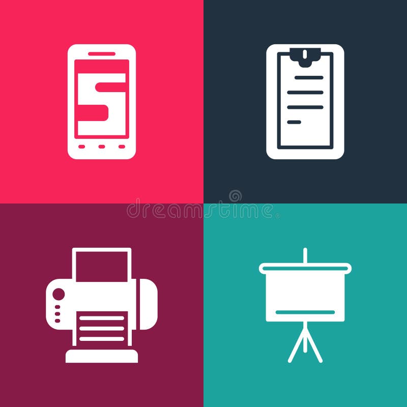 Set Pop Art Chalkboard, Printer, Clipboard with Checklist and Chat ...