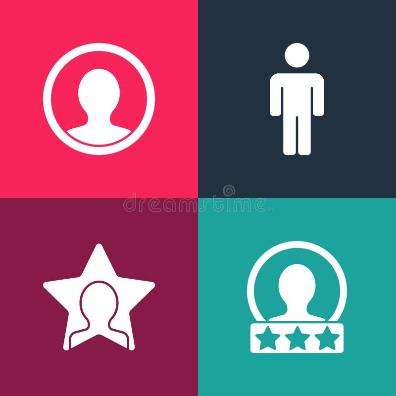 Set Pop Art Create Account Screen, Head Hunting, User of Man and Icon ...