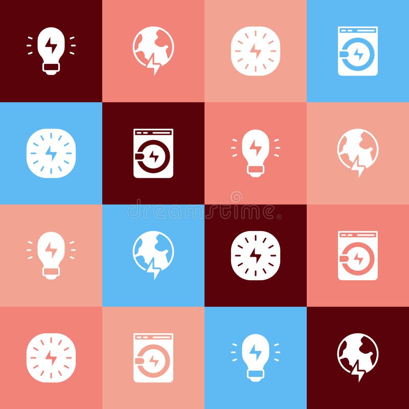 Set Pop Art Creative Lamp Light Idea, Global Planet with Thunderbolt ...