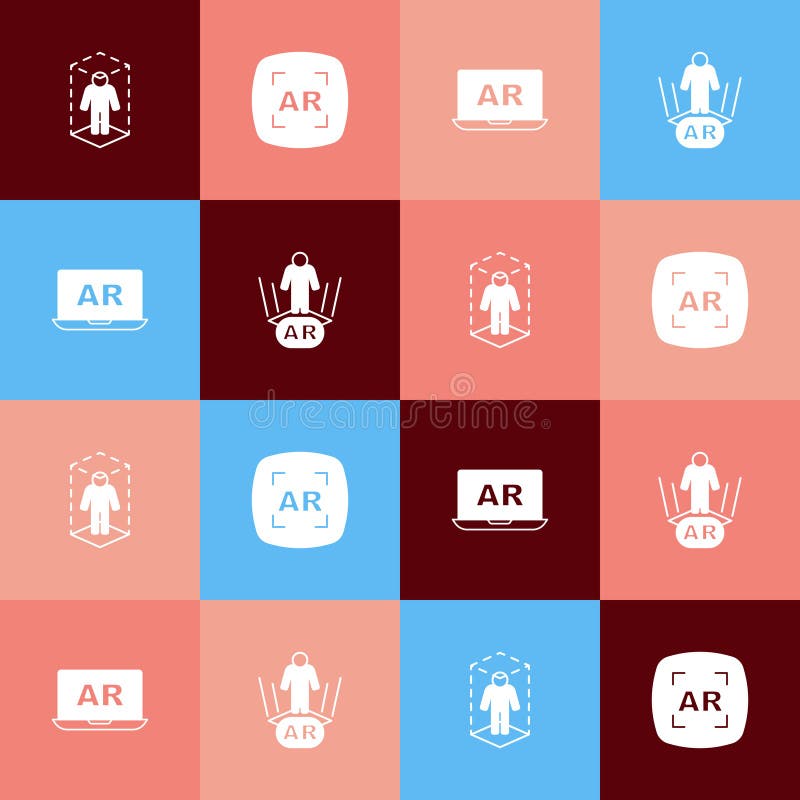 Set Pop Art 3d Modeling, Augmented Reality AR, and Icon. Vector Stock ...