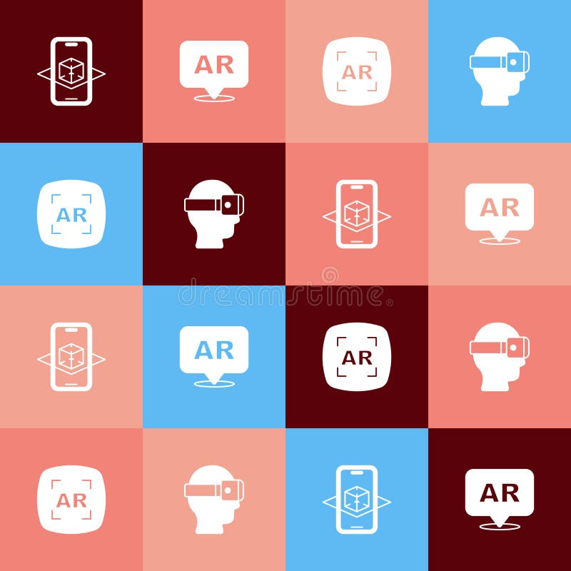 Set Pop Art 3d Modeling, Augmented Reality AR, and Virtual Glasses Icon ...