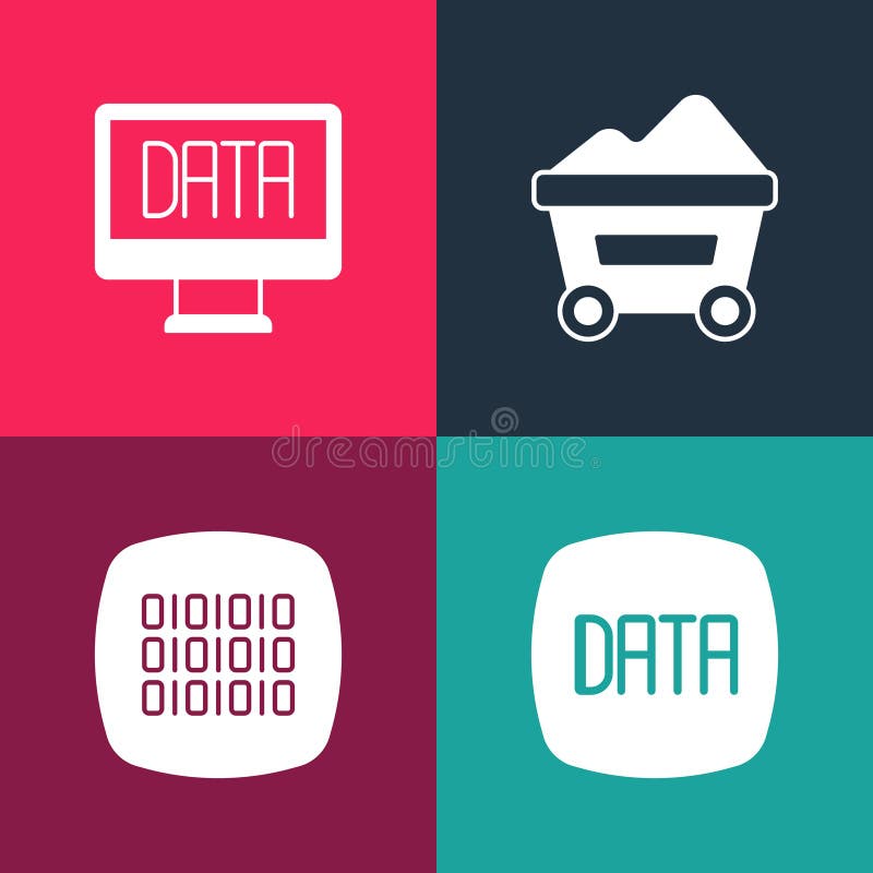 Set Pop Art Data Analysis, Server, Pie Chart Infographic and Sales Funnel with Icon. Vector ...