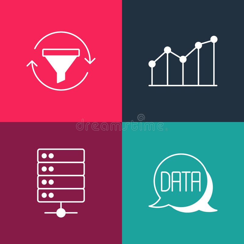 Set Pop Art Data Analysis, Server, Pie Chart Infographic and Sales ...