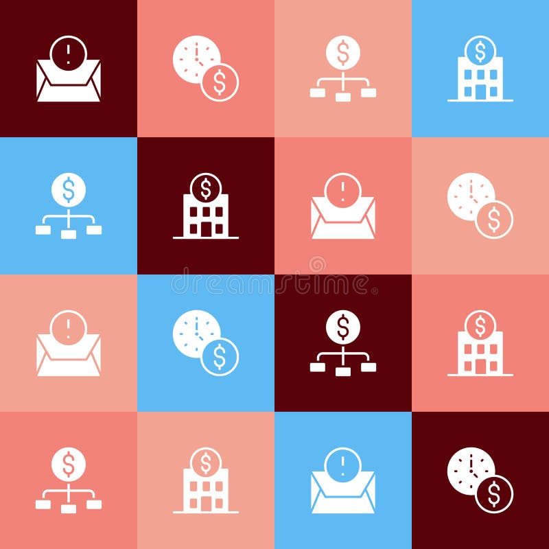 Set Pop Art Envelope, Time is Money, Hierarchy with Dollar and Bank ...