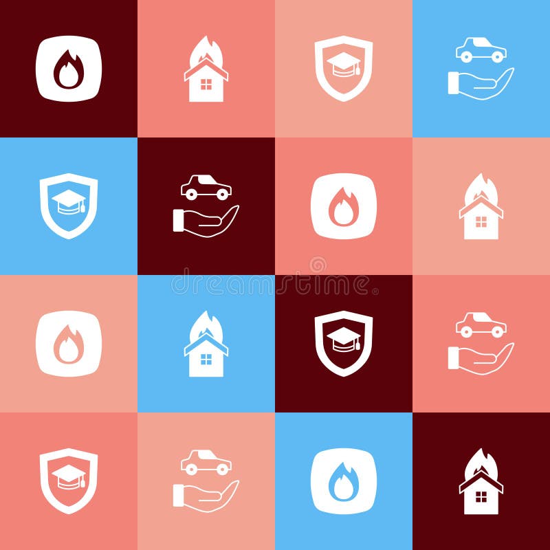 Set Pop Art Fire Flame, in Burning House, Graduation Cap with Shield ...