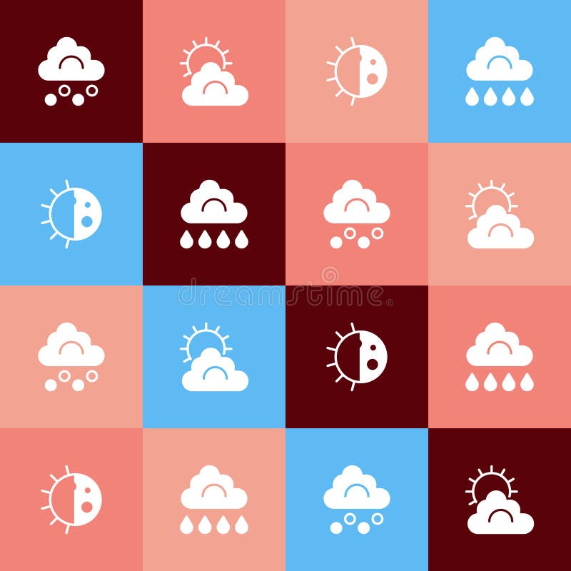 Set Pop Art Hail Cloud, Sun and Weather, Day Night Cycle and Cloud with ...