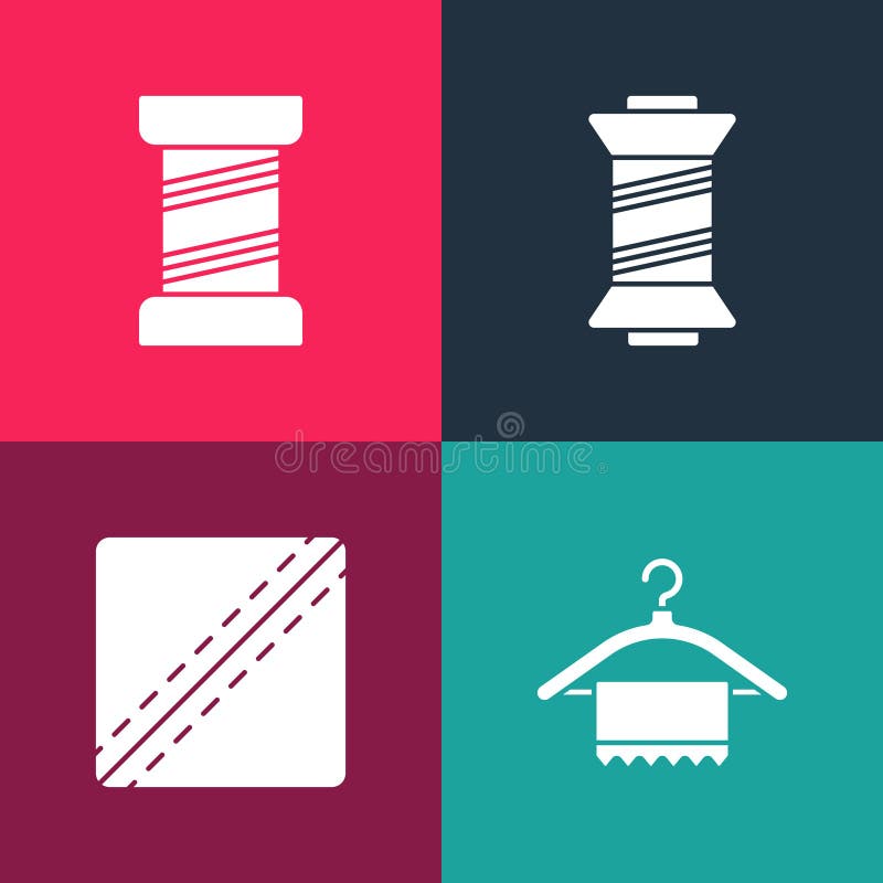 Set Pop Art Hanger Wardrobe, Sewing Pattern, Thread and Icon. Vector ...