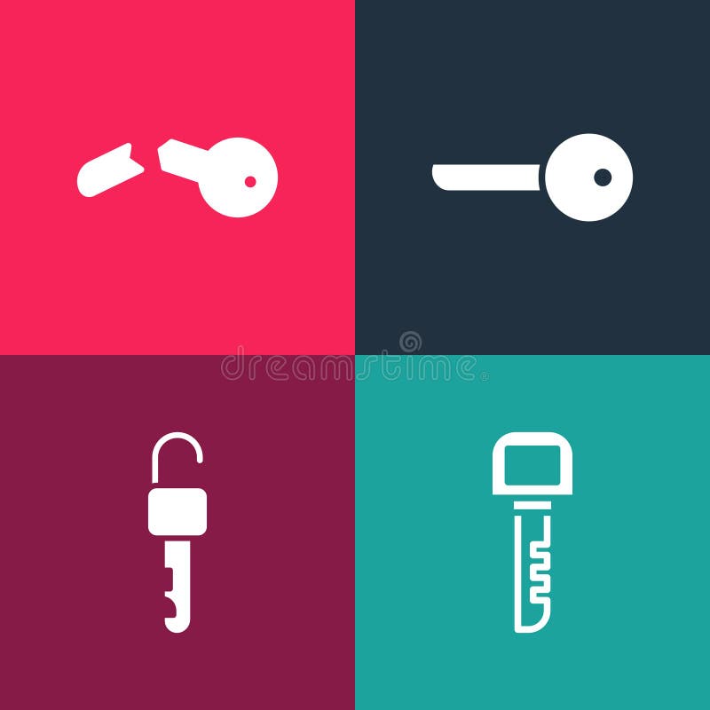 Set Pop Art Key, Unlocked Key, and Broken Icon. Vector Stock Vector ...