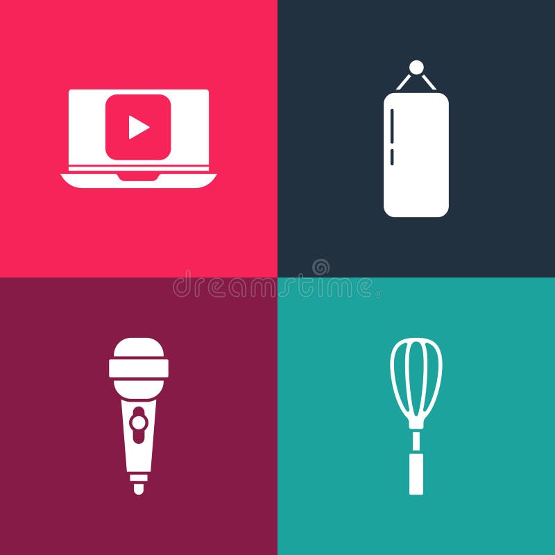 Set Pop Art Kitchen Whisk, Microphone, Punching Bag and Online Play ...