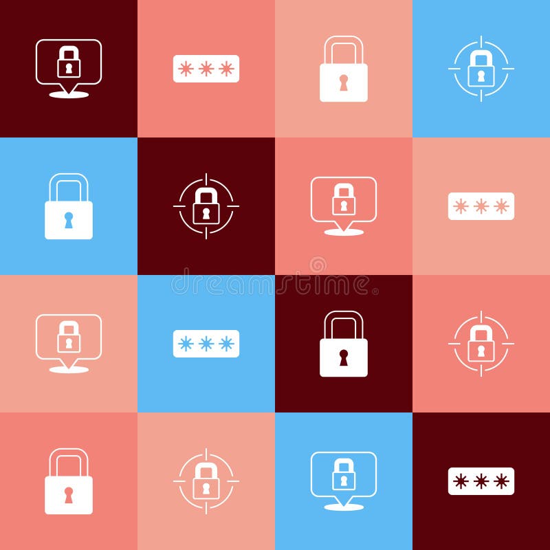 Set Pop Art Lock, Password Protection, and Icon. Vector Stock ...