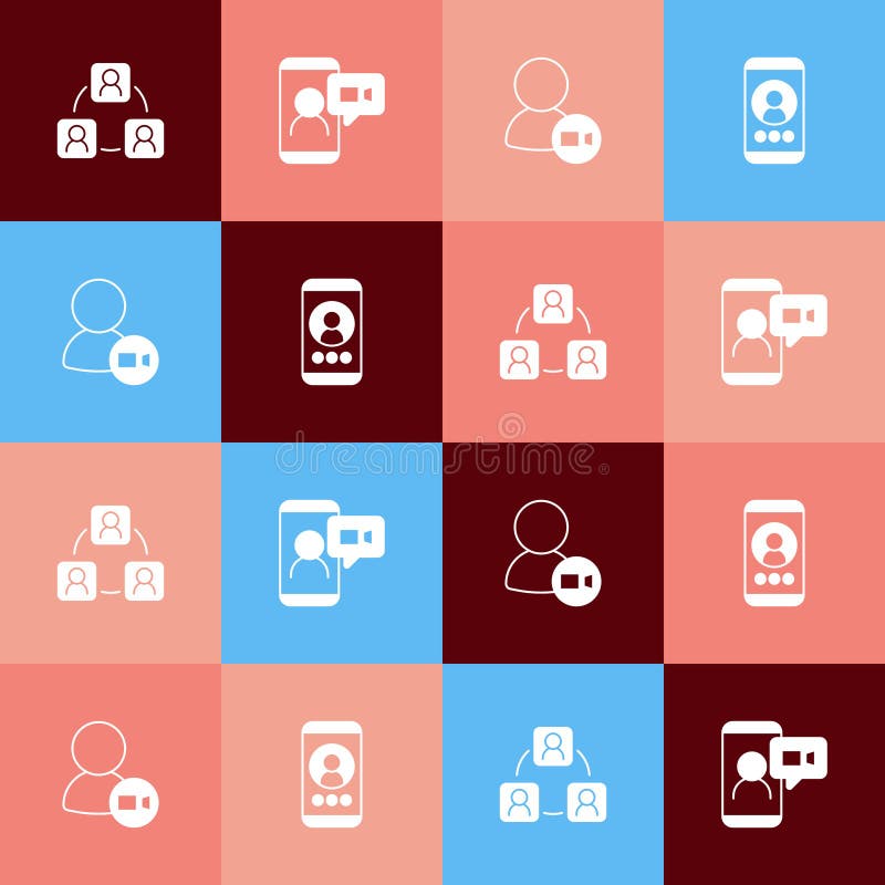 Set Pop Art Meeting, Video Chat Conference, and Icon. Vector Stock ...