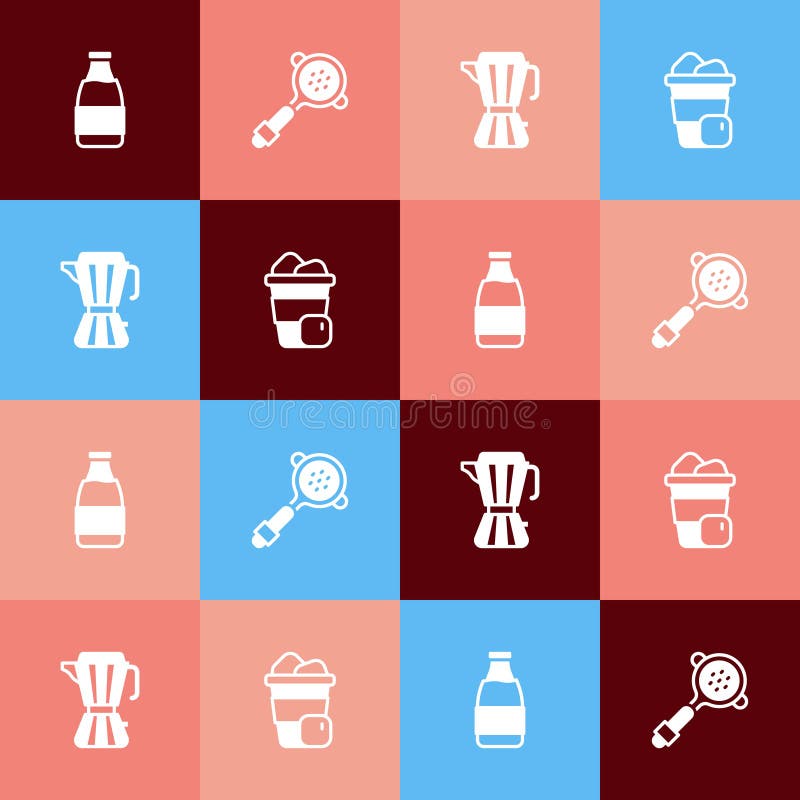 Set Pop Art Milk Bottle, Coffee Filter Holder, Maker Moca Pot and Iced ...