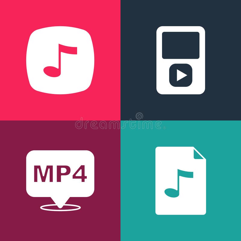 Set Pop Art MP3 File Document, MP4, Music Player and Note, Tone Icon ...