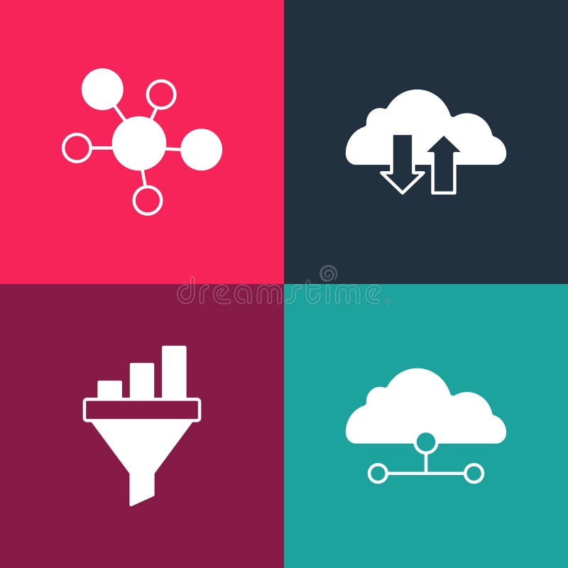 Set Pop Art Network Cloud Connection, Sales Funnel with Chart, Cloud ... Set Pop Art Network Cloud Connection, Sales Funnel with Chart, Cloud ...