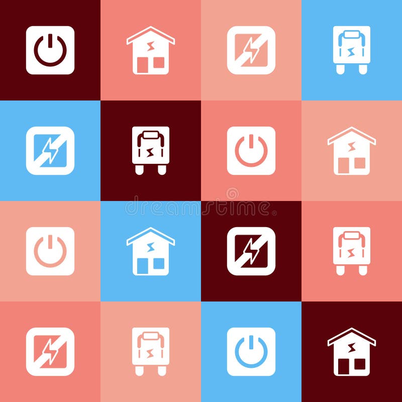 Set Pop Art Power Button, Smart Home, No Lightning and Electrical Panel ...