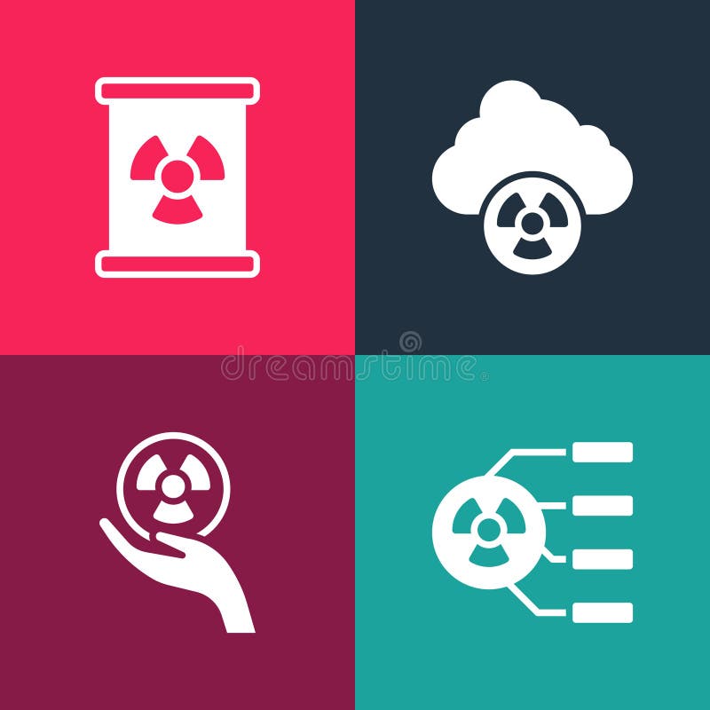 Set Pop Art Radioactive, , Acid Rain and Radioactive Cloud and Waste ...