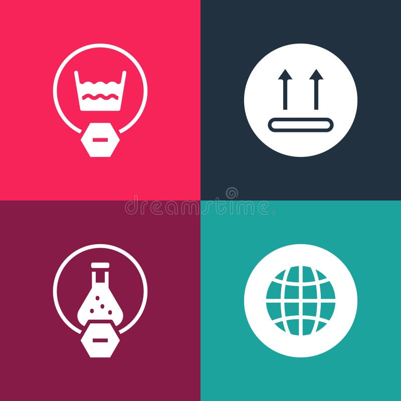 Set Pop Art Social Network, Test Tube and Flask, Temperature Wash and ...