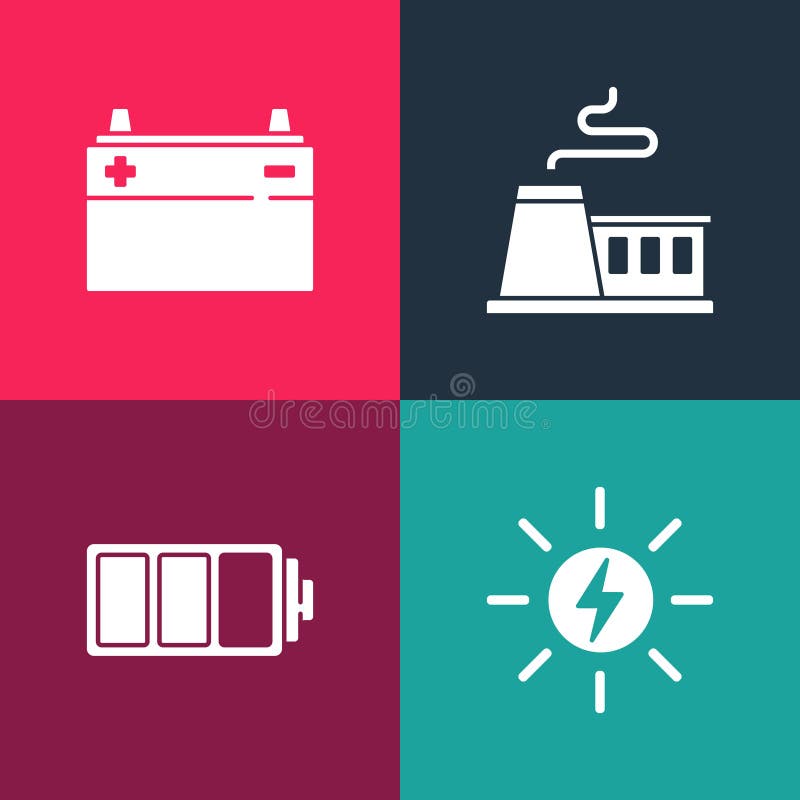 Set Battery, Factory, Paper Bag with Recycle, Electric Tower, Recycle ...