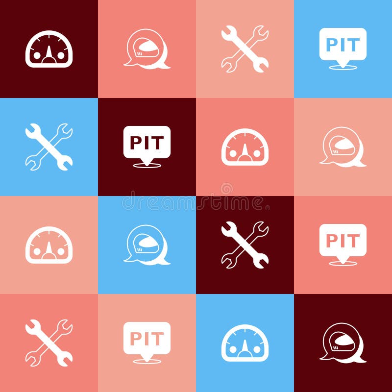 Set Pop Art Speedometer, Racing Helmet, Wrench Spanner and Pit Stop ... Set Pop Art Speedometer, Racing Helmet, Wrench Spanner and Pit Stop ...