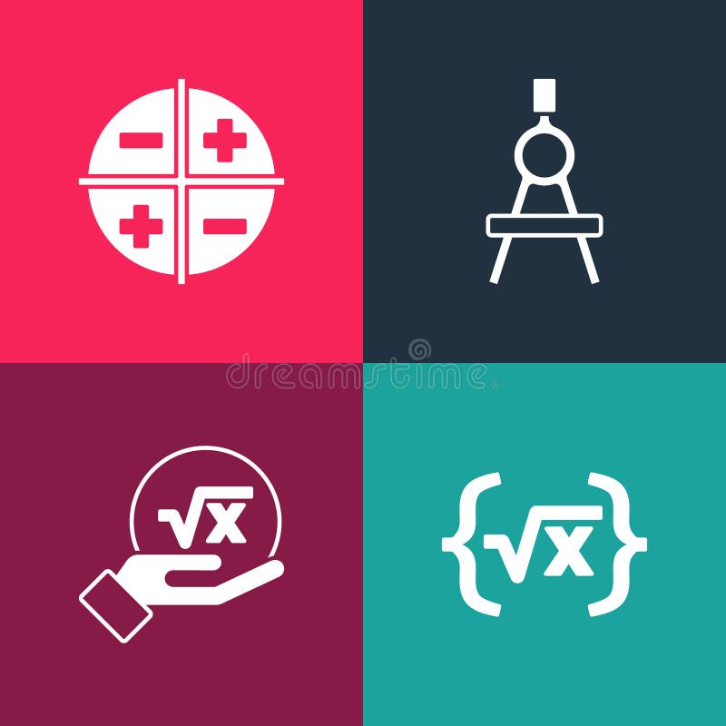 Set Pop Art Square Root Of X Glyph Drawing Compass And Xyz