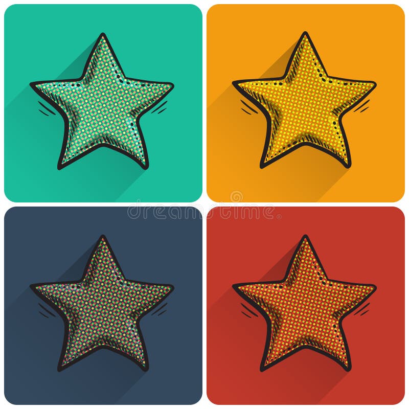 Set of pop art star icon stock vector. Illustration of purple - 47199142