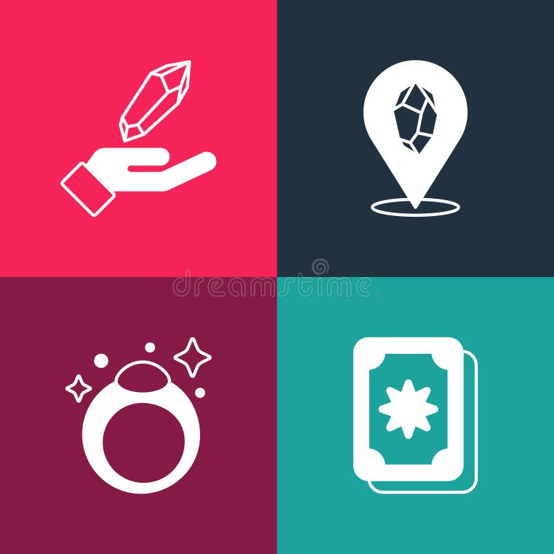 Set Pop Art Tarot Cards, Magic Stone Ring, and Icon. Vector Stock ...