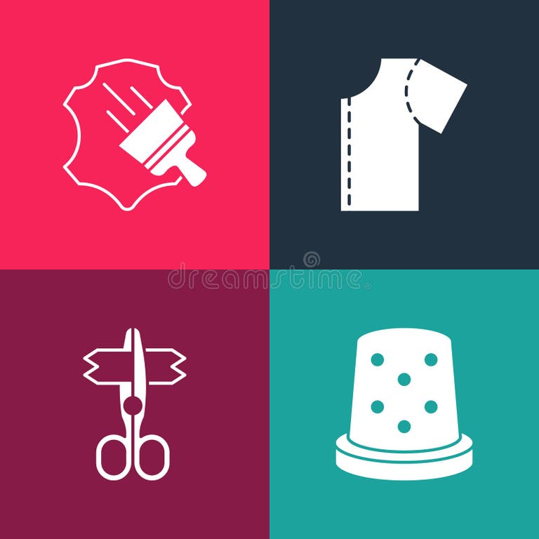 Set Pop Art Thimble for Sewing, Scissors, Sewing Pattern and Leather ...