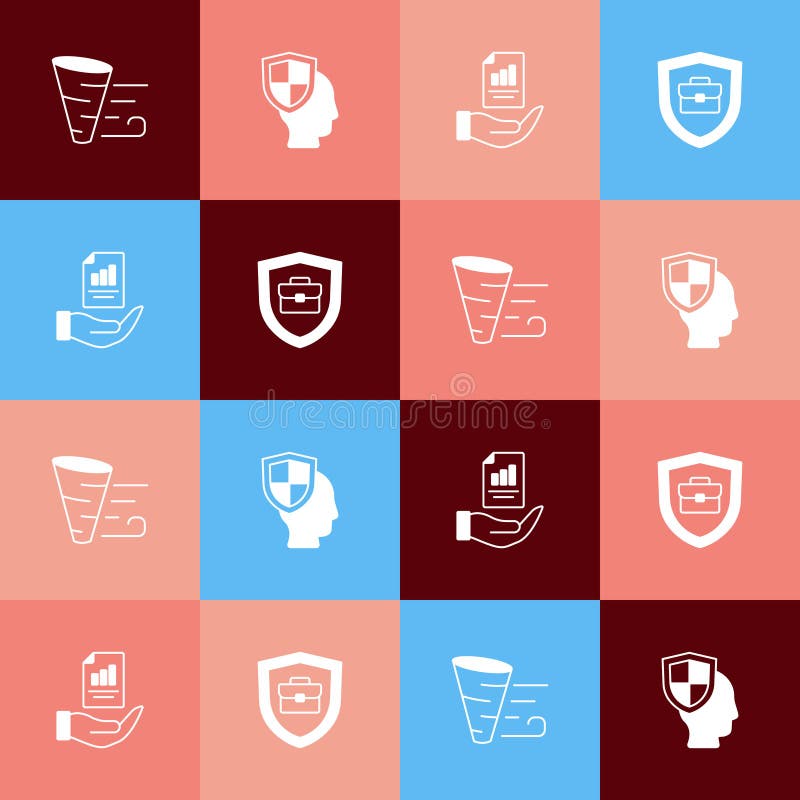 Set Pop Art Tornado, Life Insurance with Shield, Contract Hand and ...