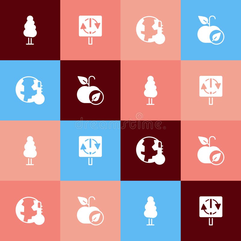 Set Pop Art Tree, Recycle Symbol, Earth Melting To Global Warming and ...