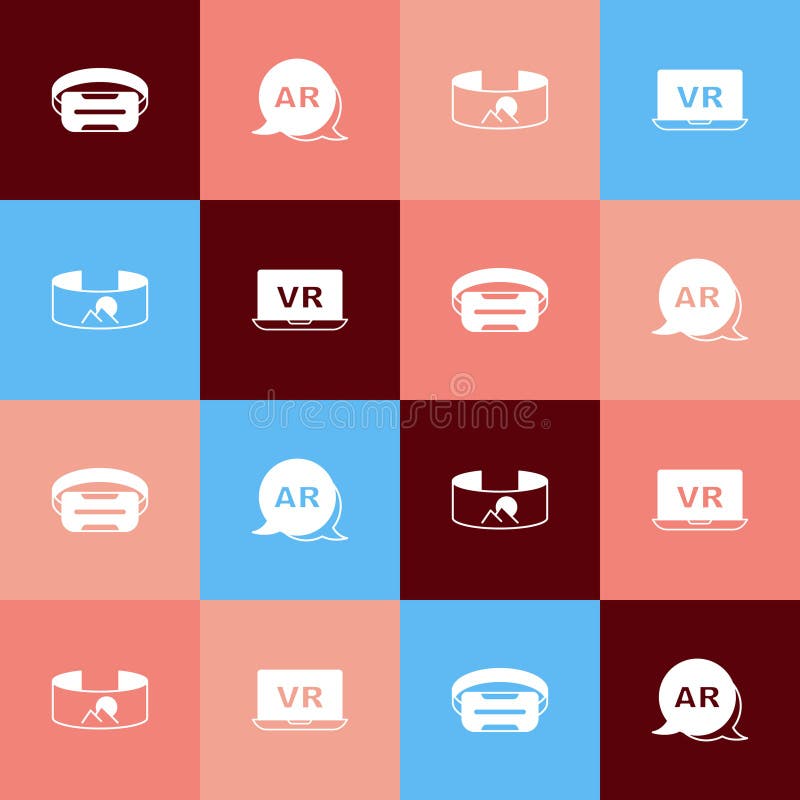 Set Pop Art Virtual Reality Glasses, Augmented AR, 360 Degree View and ...