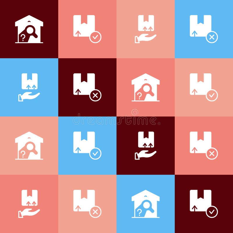 Set Pop Art Warehouse Check, Carton Cardboard Box, Delivery Hand with ...