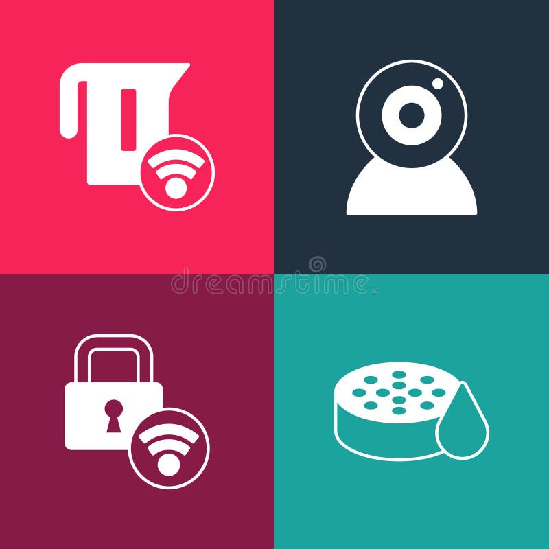 Set Pop Art Water Sensor, Digital Door Lock, Web Camera and Smart ...