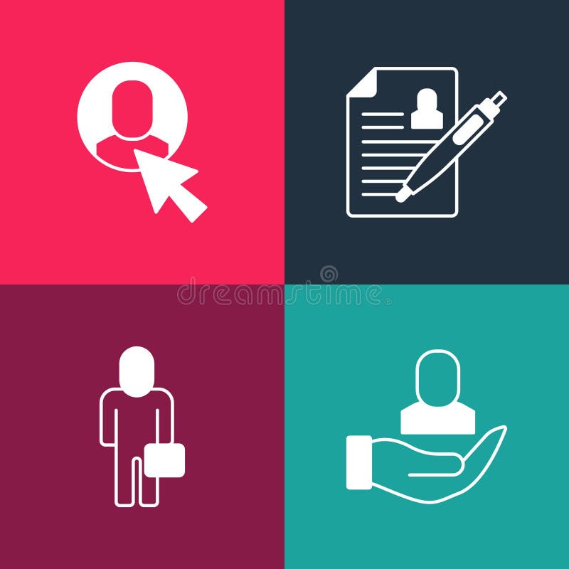 Set Pop Art Worker, Businessman, Resume and Icon. Vector Stock Vector ...