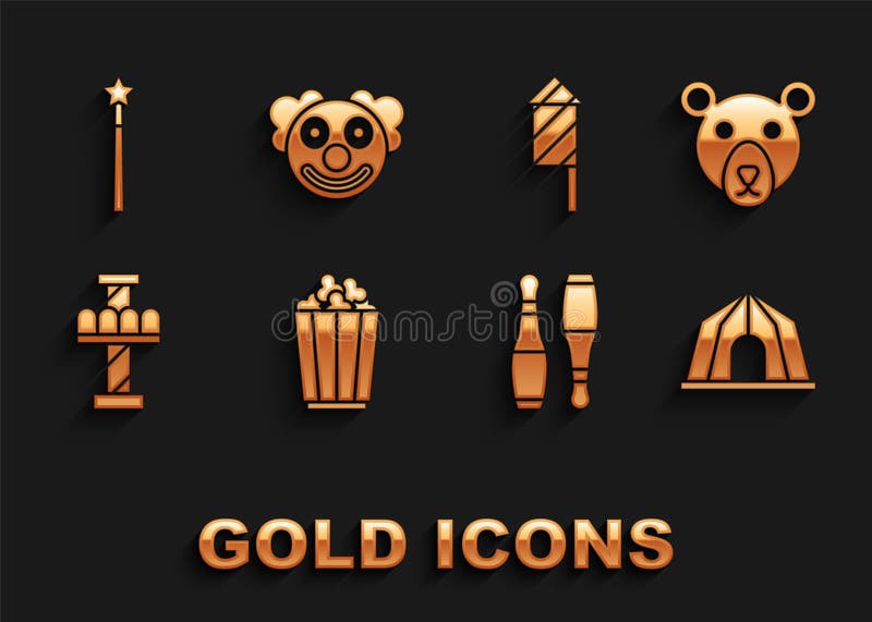 Set Popcorn in Box, Bear Head, Circus Tent, Bowling Pin, Attraction ...