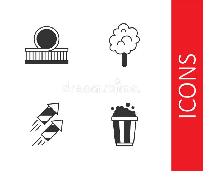 Set Popcorn in Cardboard Box, Roller Coaster, Firework Rocket and ...