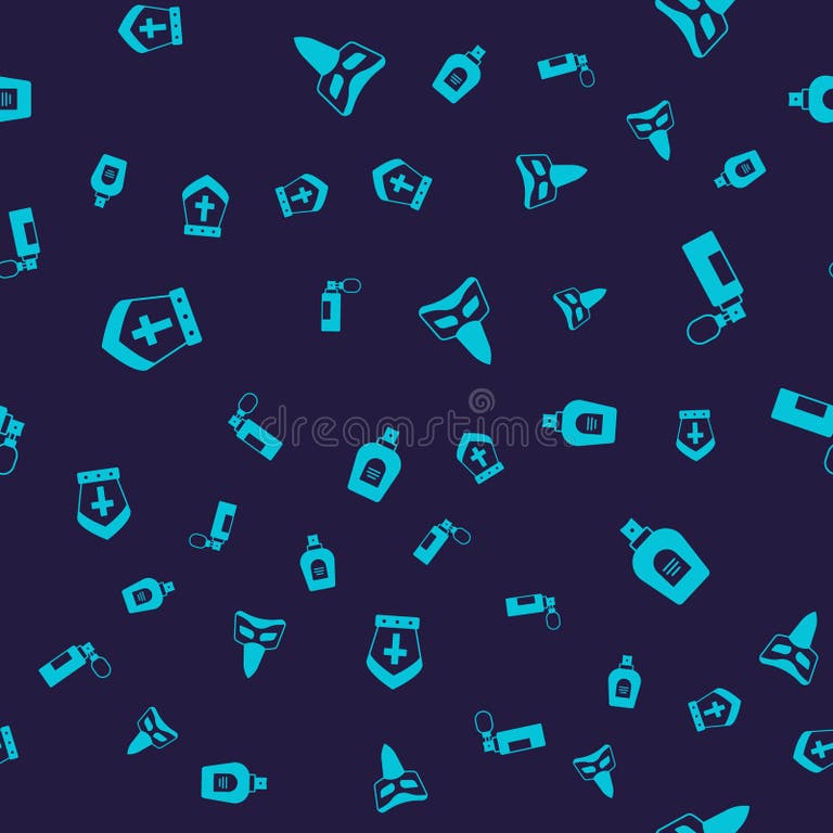 Set Pope Hat, Perfume, Carnival Mask and on Seamless Pattern. Vector ...