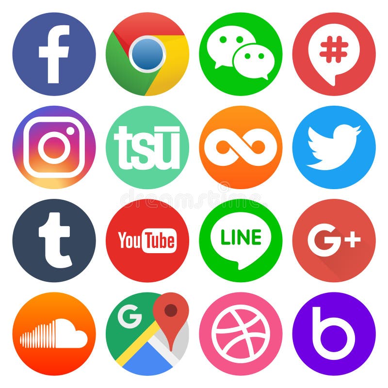 Popular Circle Social Media Black Logos Editorial Stock Photo ...