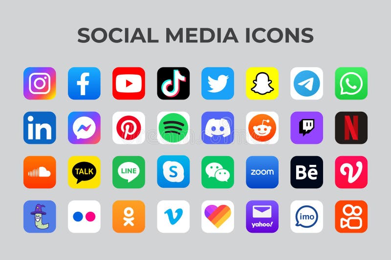 Set Of Popular Social Media Icons Editorial Photo Illustration Of