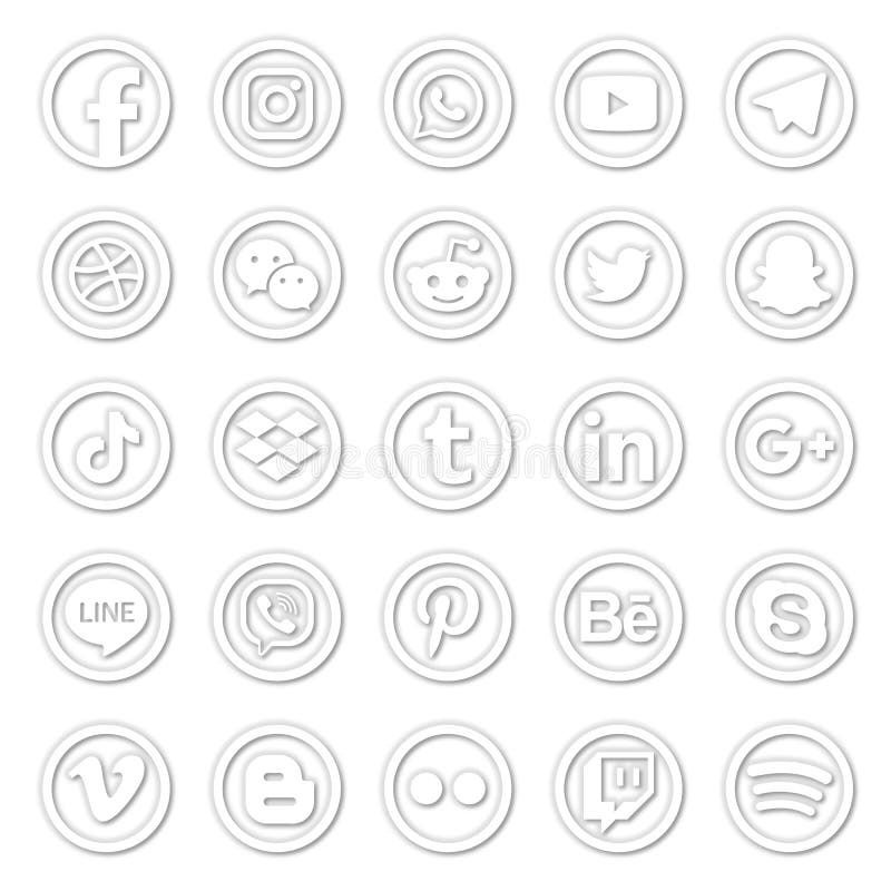 Set Popular Social Media Icons Facebook Instagram Twitter Youtube